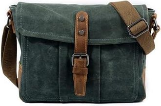 Generic Sac à bandoulière vintage en toile cirée pour homme, Vert écume de mer, Vintage