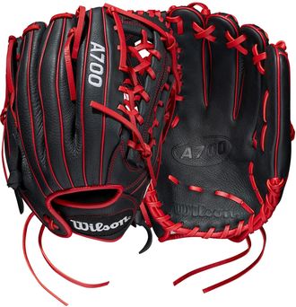 Wilson A700 12 Baseball-Handschuh, Schwarz/Rot, 12 inch