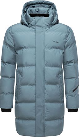 Stone Harbor Herren lange Steppjacke warmer Wintermantel mit wasserdichtem Verschluss, Ärmeltasche und abnehmbarer Kapuze Thadeek XX Stormy Blue Gr. XXL