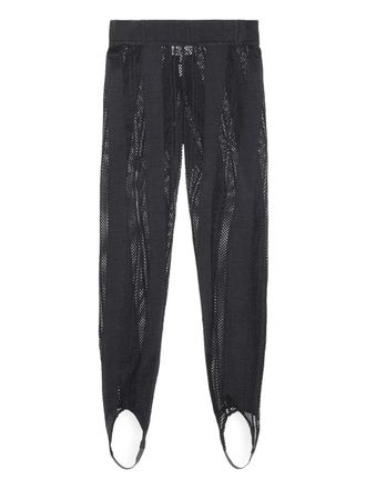 Ganni Mesh-Panelled Stirrup Leggings - Black