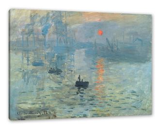 Pixxprint Claude Monet - Impression Sonnenaufgang, Weiß, Größe: 100x70cm, Leinwandbild, fertig gespannt, Wandbild, Dekoration, Kunstdruck, kein Poster