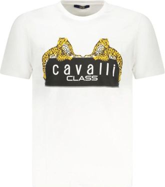 Cavalli Wei&szlig;es Baumwoll-Logo-Print-T-Shirt - - Tops - Herren - Wei&szlig; - 2XL