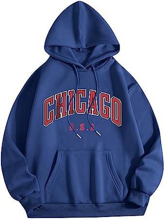 Generic Sweat &agrave; capuche imprim&eacute; Los Angeles vintage avec capuche tendance &agrave; manches longues d&eacute;contract&eacute; avec cordon de serrage graphique couleur unie coupe am