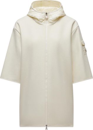 Moncler Moncler Cape En Laine Zipp&eacute;e &Agrave; Capuche, Femme, Blanc, Taille: Uni