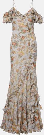 Etro Robe longue en soie m&eacute;lang&eacute;e