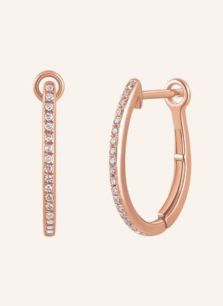 Leaf Creolen Oval S Aus 18 Karat Ros&eacute;bgold Mit Diamanten rosegold