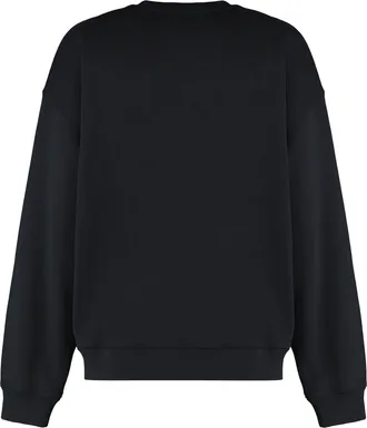 Maison Kitsun&eacute; Womens Crew Neck Cotton Sweatshirt Black Sweatshirts Sweater