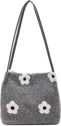 Generic Sac &agrave; main en tissu peluche pour femme - Automne et hiver - Sac fourre-tout pelucheux pour l&eacute;cole, les voyages quotidiens, gris clair, 250*120*230mm