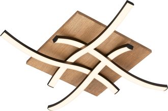 Briloner LED Deckenlampe Vintage mit Wellenform, warmwei&szlig;es Licht, Holzbasis, LED Deckenleuchte, Lampe, Wohnzimmerlampe, Schlafzimmerlampe, K&uuml;chenlampe, 47,5x4