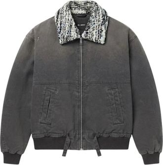 Axel Arigato Bomber en coton &agrave; col en tweed - Homme - Vestes - Gris - Taille: XL