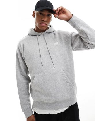 New Balance Sweat &agrave; capuche bross&eacute; avec petit logo - Gris