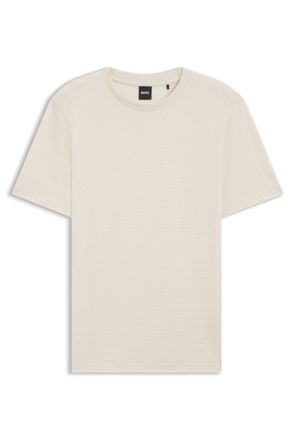 BOSS Herren Tiburt 240 T-Shirt aus Baumwoll-Mix mit kreisf&ouml;rmiger Jacquard-Struktur Wei&szlig; L