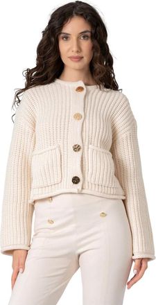Kocca Femme, Pulls, Beige, Taille: 40 FR Chunky Knit Short Cardigan