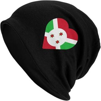 Generic Bonnet Docker Coeur du Drapeau du Burundi Souple Knit Beanie Confortable Watch Hat pour Hiver Sports Femme
