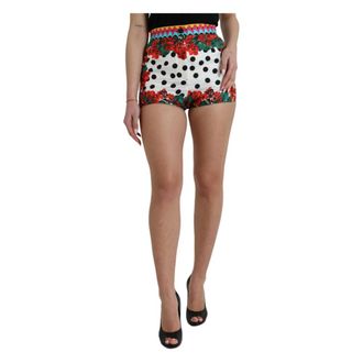 Dolce & Gabbana Hohe Taille Multicolor Seiden-Hotpants - - Shorts - Damen - Mehrfarbig - 2XS