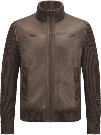 Milestone Hybridjacke MSCervo Vintage-Lammfelloptik mit strukturiertem Wollmix-Strick