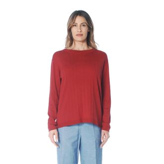 Max Mara Femme, Pulls, Rouge, Taille: 42 FR Maille &agrave; encolure bateau en fil de soie et coton travaill&eacute;e en c&ocirc;tes plates