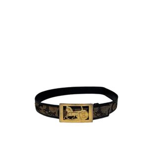 Celine Ceinture Vintage Macadam Logo Cal&egrave;che Pre-owned - Femme - Pre-owned - Noir - Taille: ONE Size