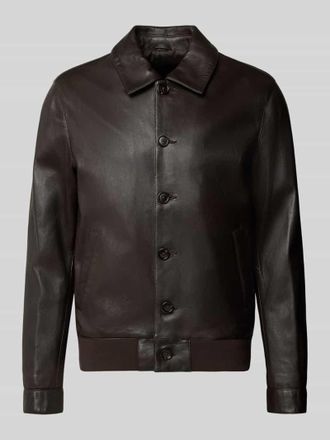 Profuomo Lederjacke mit Knopfleiste und Eingrifftaschen
