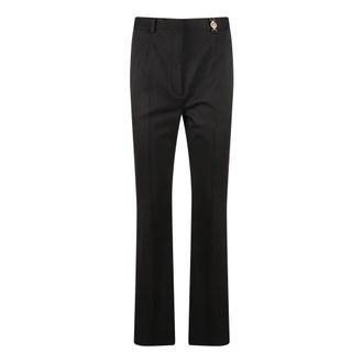 Versace Schwarze Slim-Fit Hose mit goldenem Logo - - Trousers - Damen - Schwarzk - M