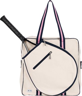 Ame & Lulu Hamptons Tennis-Tour-Tasche, abnehmbare, verstellbare Riemen, Außentasche für zwei Schläger (Pinkberry)