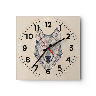 Arttor Modern Wanduhr Husky Hund Portrait Plakat 30x30cm Quadrat Klein Wand Uhr Glas Analog Zimmeruhren K&uuml;che B&uuml;ro Wohnzimmer Glasuhr Wall Clock Dekoration D