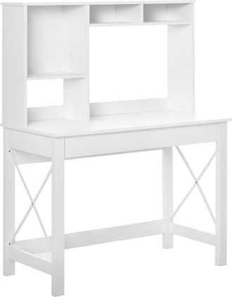 HOMCOM Schreibtisch mit Stauraum Schreibtisch Bibliothek moderner Holzschreibtisch mit Regalen und gro&szlig;er Ablagefl&auml;che f&uuml;r kleine R&auml;ume Home Office Schlafzim