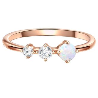 Glanzst&uuml;cke M&uuml;nchen Ring - Sterling Silber Ring Zirkonia Opal - Gr. 48 - in Gold - f&uuml;r Damen