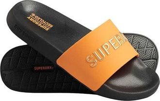 Superdry Homme Code Logo Vegan Pool Slide Tongues, Multicolore (Black Bright Marigold Orange Metalic Gold), Medium