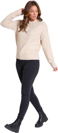 Be You Pullover Top f&uuml;r Damen, Rundhalsausschnitt, Lang&auml;rmlig (Cremefarbe)
