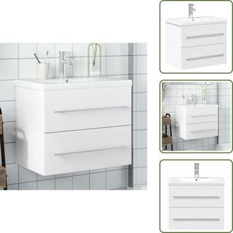 vidaXL The Living Store Waschbeckenunterschrank mit Einbaubecken Wei&szlig; - Waschbeckenunterschrank - Holzwerkstoff M&ouml;bel - Badezimmerm&ouml;bel - K&uuml;chenw&auml;sche