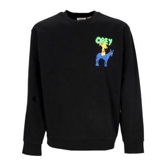 Obey Leichtes Crewneck Sweatshirt Schwarz French Terry - - Sweatshirts & Hoodies - Herren - Schwarzk - XL