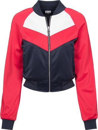 Urban Classics Damen Ladies Short Raglan Track Jacket Sweatjacke, per Pack Mehrfarbig (Navy/fire red/White 01224), X-Small (Herstellergröße: XS)
