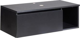 Beliani Beliani - Meuble sous vasque suspendu noir 80 x 40 cm - Fa&ccedil;ade cannel&eacute;e - 2 &eacute;tag&egrave;res en bois ding&eacute;nierie - Design moderne et durable