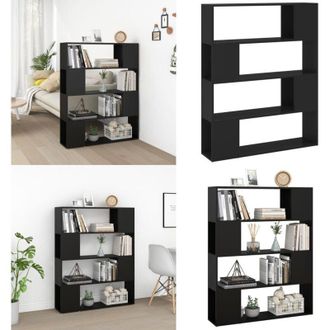 vidaXL Vidaxl - B&uuml;cherregal Raumteiler Schwarz 100x24x124 cm - B&uuml;cherregal - Raumteiler - Schrank - Schwarz - Holzwerkstoff - Home & Living