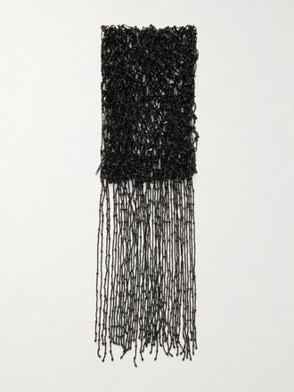 Dries Van Noten &Eacute;charpe &Agrave; Perles, Ornements Et Franges - Noir