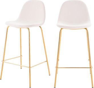 Rendez-Vous D&eacute;co Rendez-vous D&eacute;co - Lot de 2 chaises pour &icirc;lot central 65 cm en cuir synth&eacute;tique blanc - henrik