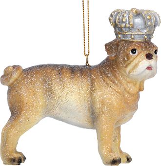 Gisela Graham Weihnachtsdekoration Bulldogge aus Kunstharz mit Krone