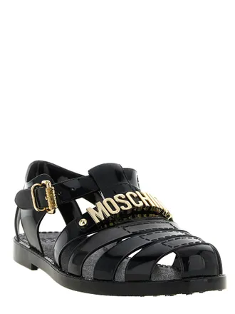 Moschino Mens Black Pvc Flat Sandals