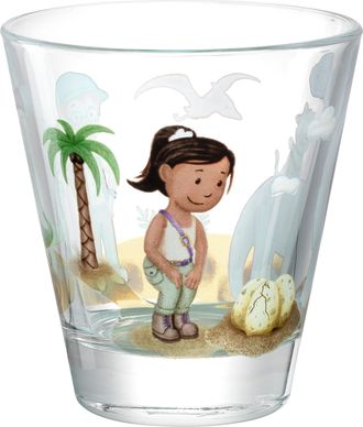 Leonardo Bambini Avventura Trinkglas für Kinder - Kinderbecher mit Motiv aus hochwertigem Glas - Größe S, Inhalt 215 ml - Kinderglas mit Motiv Dino, 044423