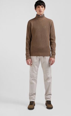 Eden Park Pull Col Chemin&eacute;e En Laine Et Coton Marron Coupe Regular