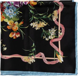 Dolce & Gabbana Femme, Accessoires, Noir, Taille: ONE Size Foulard en Twill de Soie