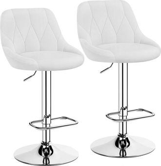 Yaheetech Lot de 2 Tabourets de Bar en Similicuir Hauteur R&eacute;glable de 86 cm &agrave; 107,5 cm Chaises de Bar Assise Pivotante Repose-Pied Carr&eacute; Tabourets Hauts Cadre