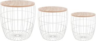 Atmosphera Atmosphera - Set aus 3 Couchtischen - Metall und Holz - Weiß