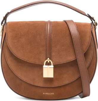 DeMellier Siena padlock suede cross body bag - Braun