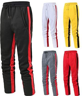 Generic Pantalon de sport pour homme - Long et fin - Avec rayures sur les c&ocirc;t&eacute;s - Avec taille &eacute;lastique - Pantalon de surv&ecirc;tement avec poignets - Pantalon de 