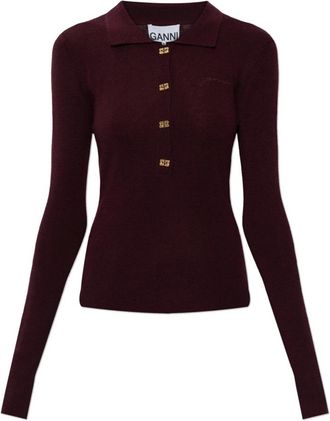 Ganni Femme, Pulls, Rouge, Taille: 42 FR Top avec logo brod&eacute;