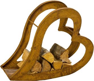 Boltze Boltze Eisen Regal Herz (Metall Regal mit Rost-Patina, Ma&szlig;e 73x27 cm / H&ouml;he 57 cm, mit Edelrost im Shabby Design, Holzregal, Dekoration Outdoor) 10082