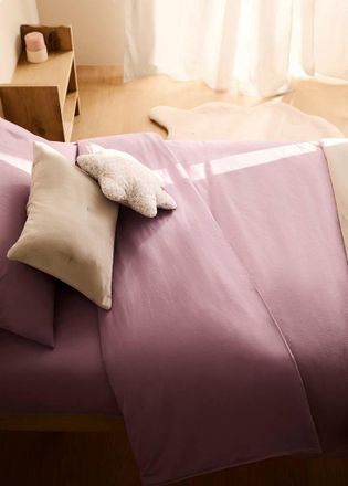 Mango Housse de couette enfant coton lav&eacute; double surpiq&ucirc;re lit 90 cm lilas - Home - Lit 90 cm - MANGO HOME