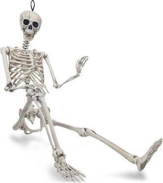 Com-Four 160cm Deko-Skelett für Halloween - XXL-Gerippe aus Kunststoff zum Hängen - lebensgroßes Knochengerüst mit Grusel-Faktor für Halloween, Fasching, Motto